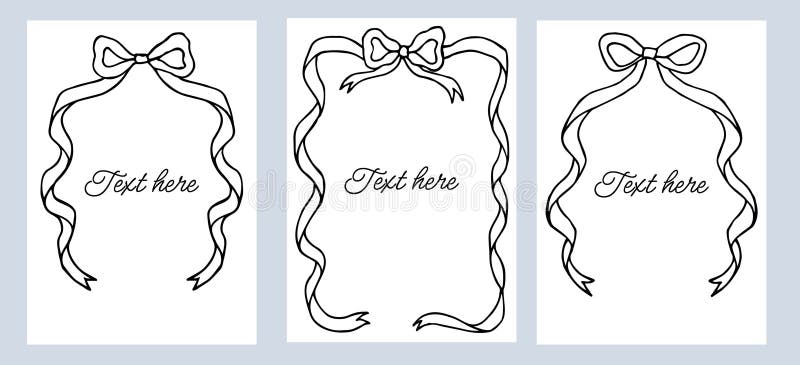 Cute Border Frame Cards. Bow with Ribbon Frames Template with Space for ...