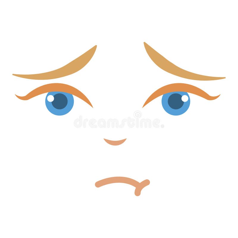 Cute Borderless Sad Facial Expression Vector Stock Vector ...