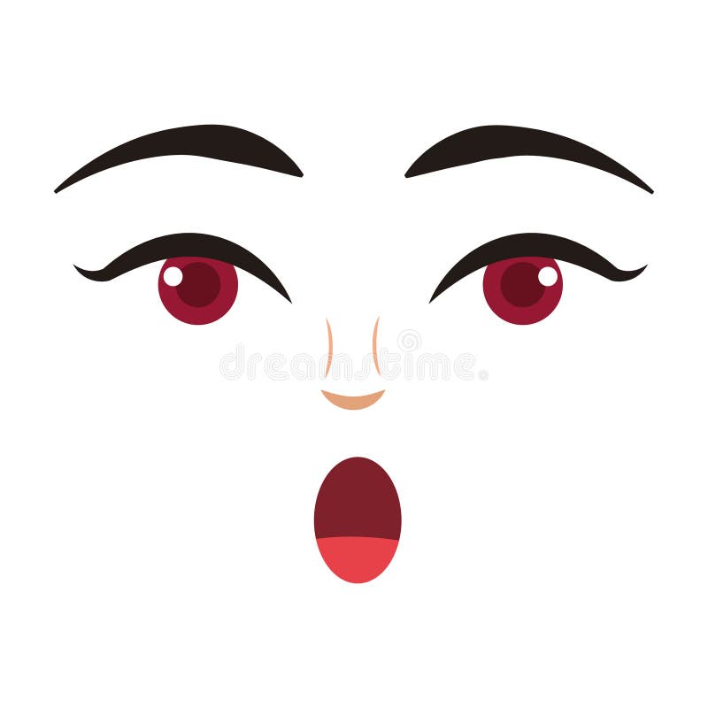 Cute Borderless Surprised Facial Expression Vector Stock Vector ...