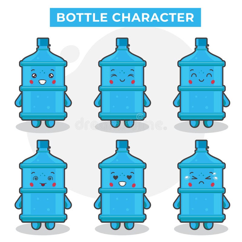 Cute Bottle Characters with Various Expression Stock Vector ...