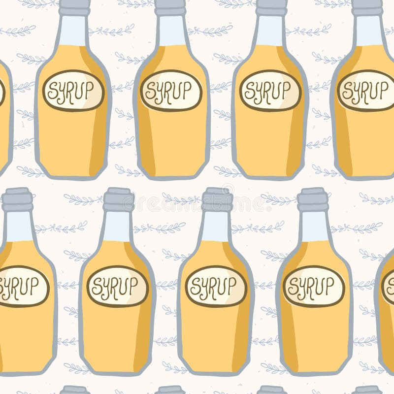 Cute Bottle of Golden Syrup Vector Illustration. Seamless Repeating ...