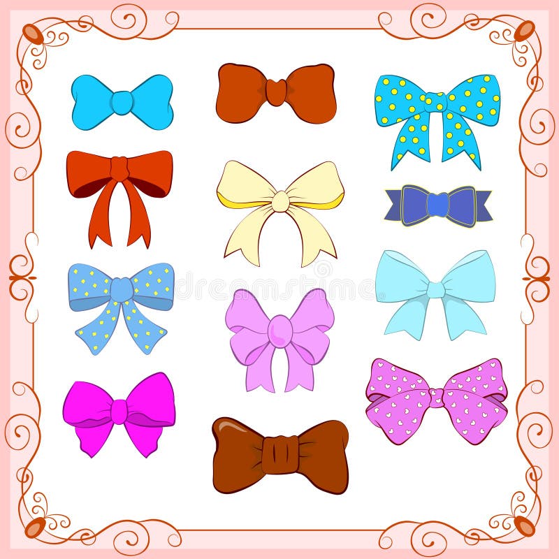 Cute Bows and Ribbons in the Set Stock Vector - Illustration of classic ...