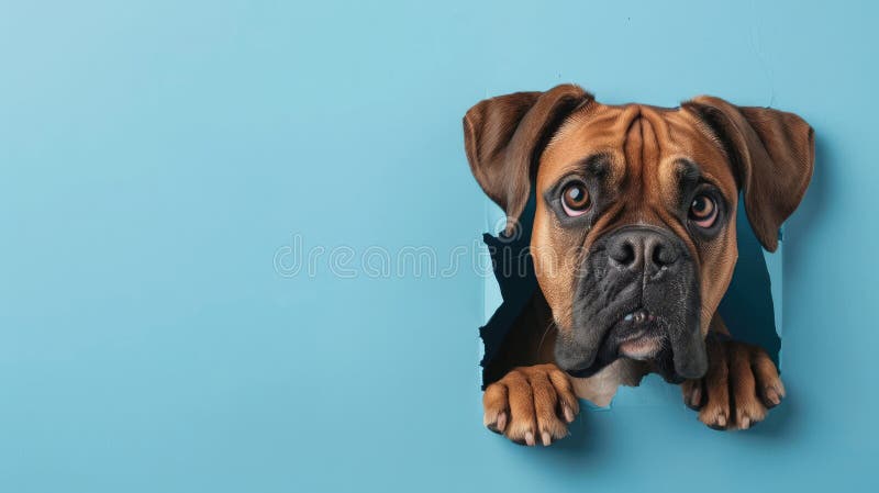 Cute Boxer Peeking through a Hole Stock Illustration - Illustration of ...