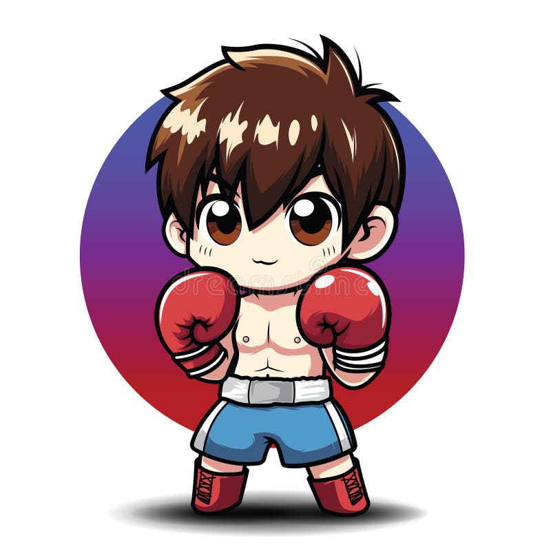Cute Boxing Boy Cartoon Chibi Street Art Vector Stock Photo - Image of ...