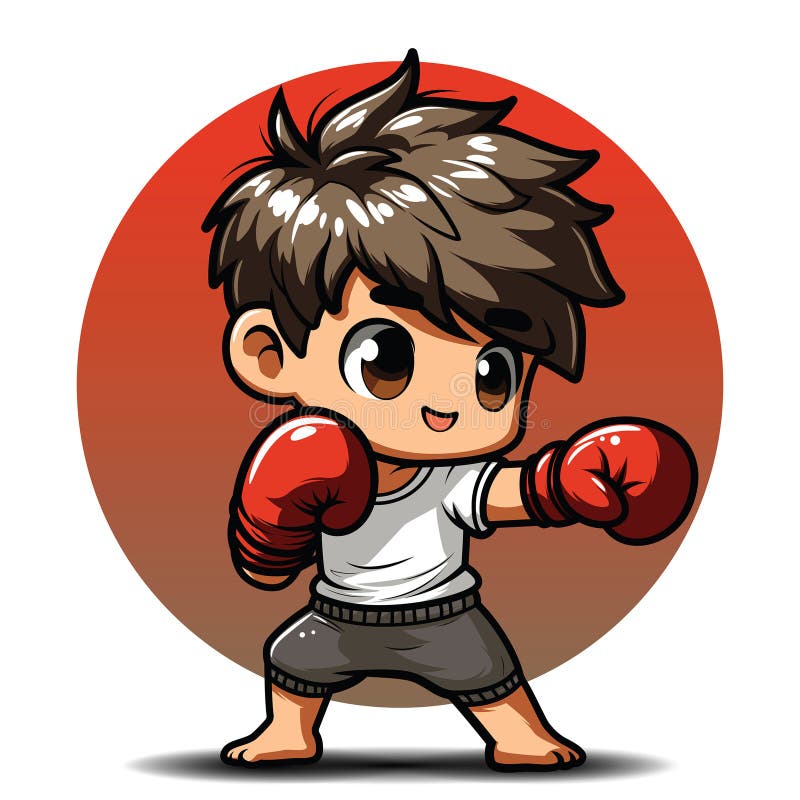 Cute Boxing Boy Cartoon Chibi Street Art Stock Illustration ...