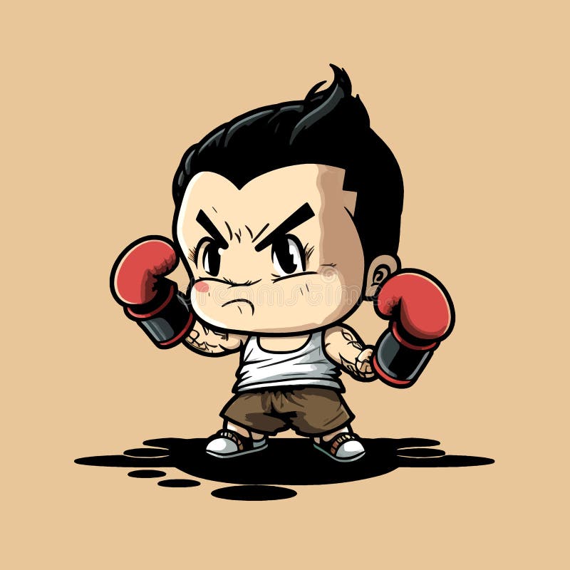 Cute Boxing Boy Training Hard Stock Illustration - Illustration of hard ...