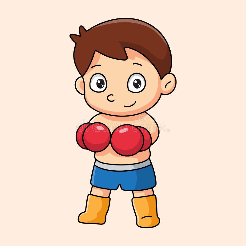 Cute Boxing Little Boy Cartoon Stock Vector - Illustration of young ...
