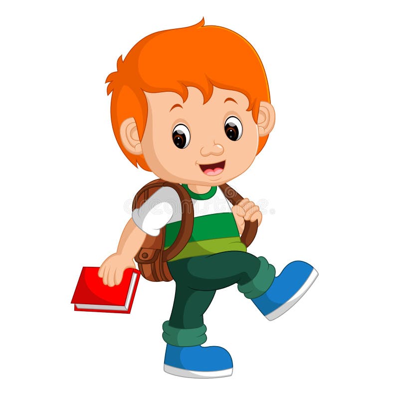 Cute Boy with Backpack Cartoon Stock Vector - Illustration of cartoon ...
