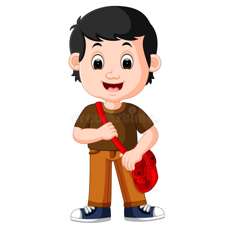 Cute Boy with Backpack Cartoon Stock Vector - Illustration of education ...