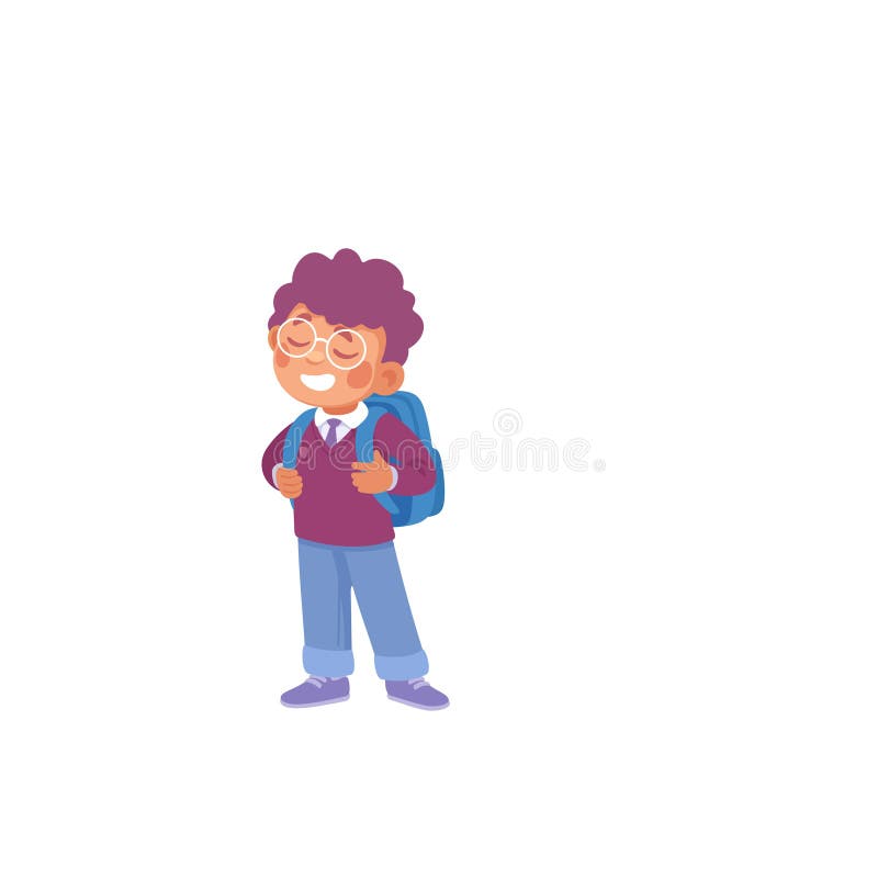 Cute Boy with Backpack Going To School Vector Illustration Stock Vector ...