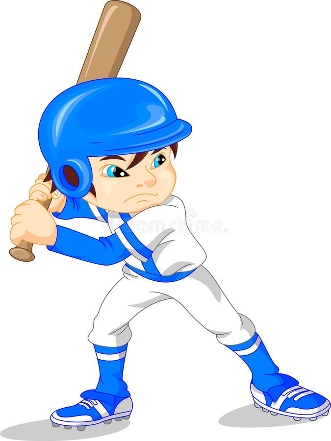 Cute boy baseball player stock vector. Illustration of hitting - 49394052