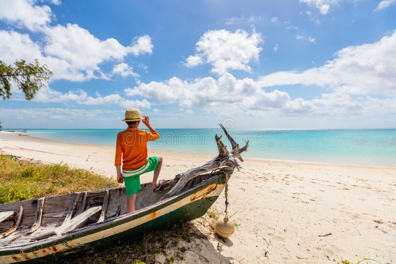 Cute boy at beach stock image. Image of tropical, summer - 105181255