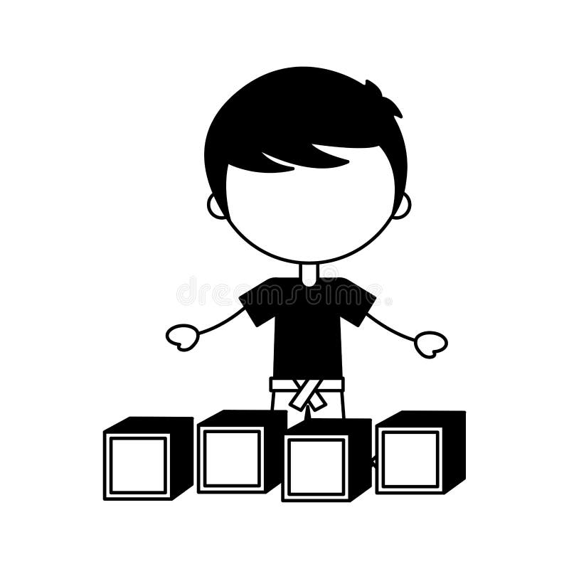 Cute Boy with Blocks Character Icon Stock Vector - Illustration of ...
