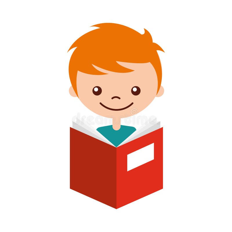 Cute Boy with Book Character Icon Stock Vector - Illustration of male ...