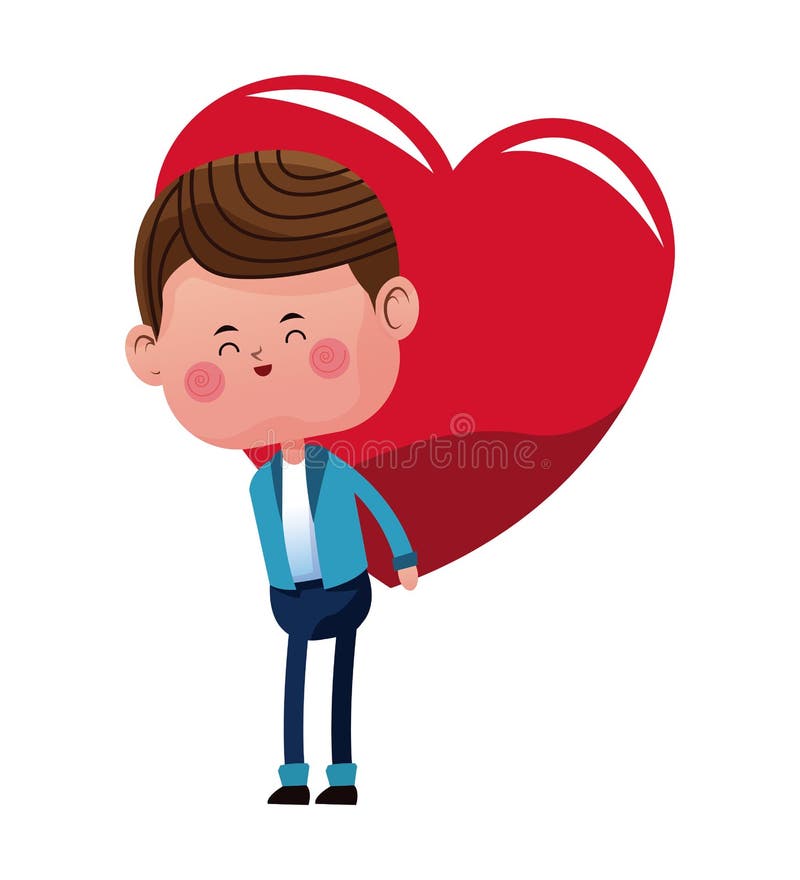 Cute Boy Carrying on Back Red Heart Stock Vector - Illustration of ...