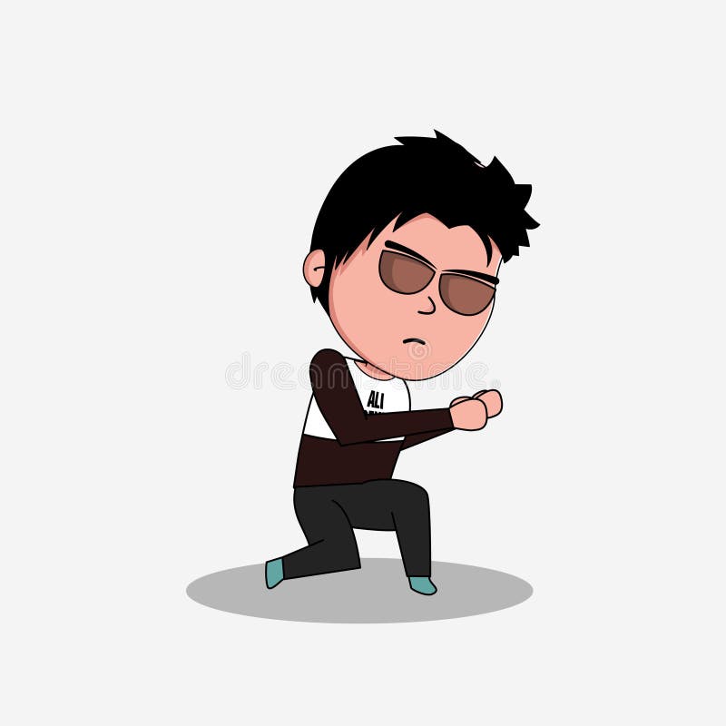 Cute Boy Cartoon Character in Squat Expression Stock Vector ...