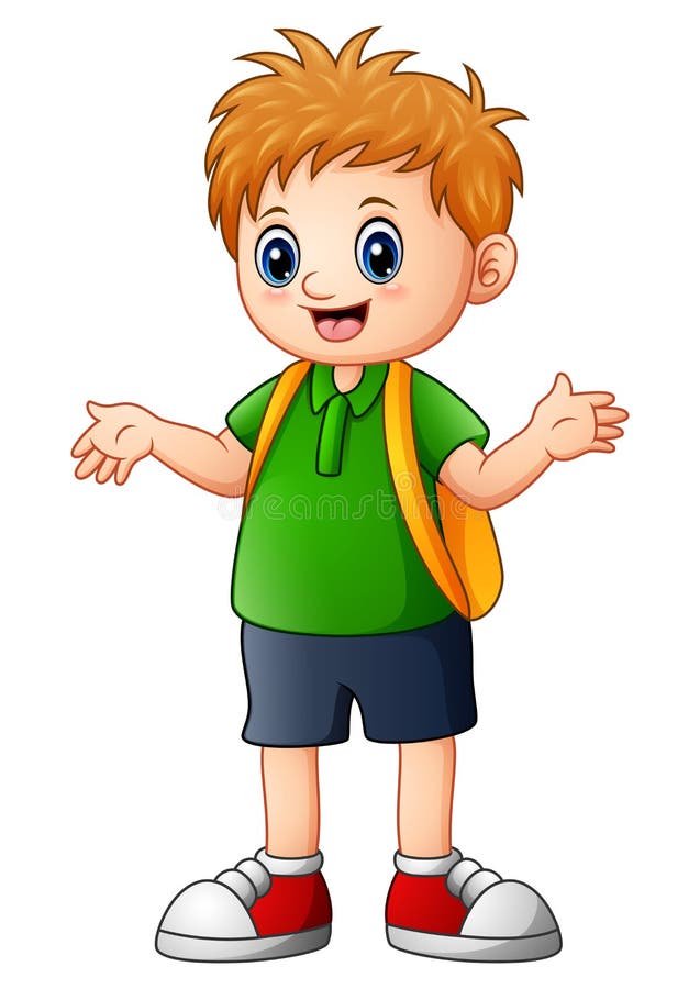 Cute Boy Cartoon Go To School Stock Vector - Illustration of child ...