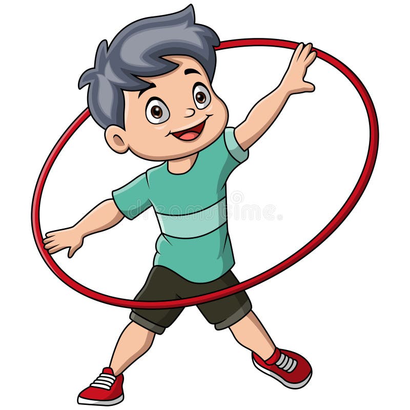 Cute Boy Cartoon Playing Hula Hoop Stock Vector - Illustration of ...