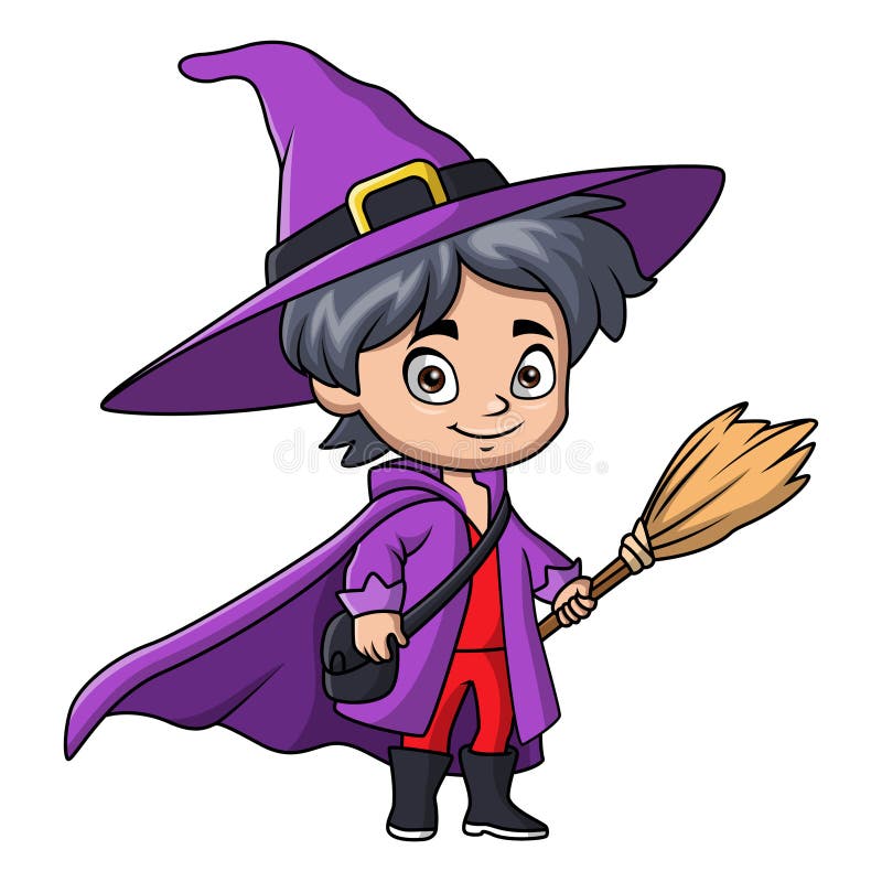 Cute Boy Cartoon Wearing Costume Witch Stock Vector - Illustration of magician, horror: 319367123