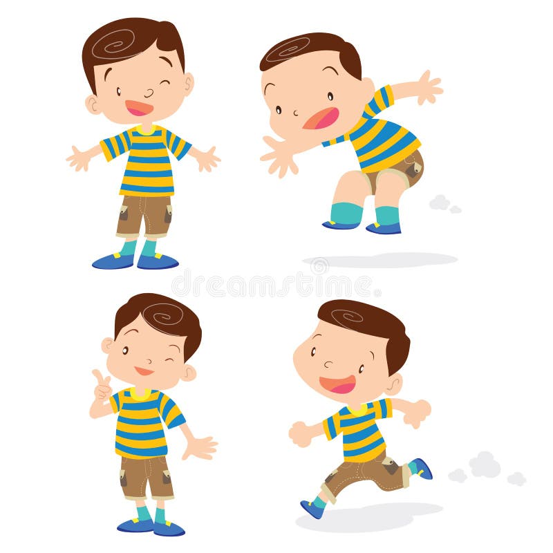 Cute Boy Character Cartoon Action. Stock Vector - Illustration of ...