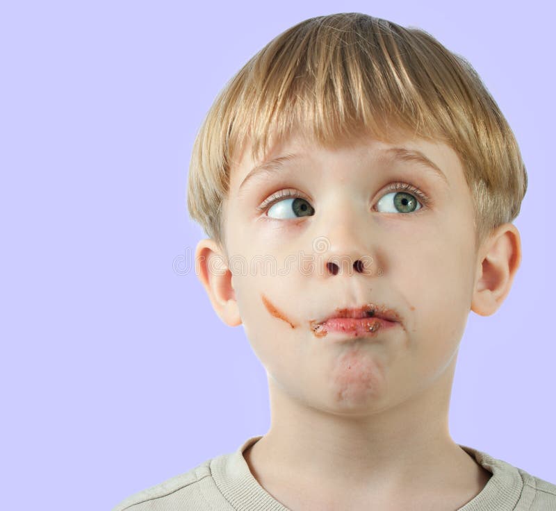 Cute Boy with Chocolate Face Stock Photo - Image of good, person: 14032386