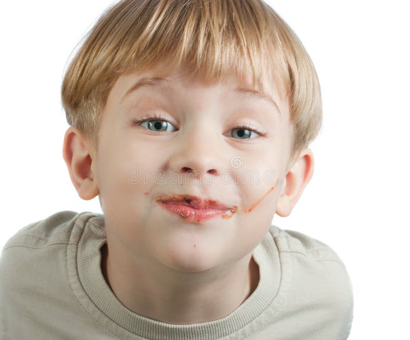 Cute Boy with Chocolate Face Stock Image - Image of look, happy: 14114341