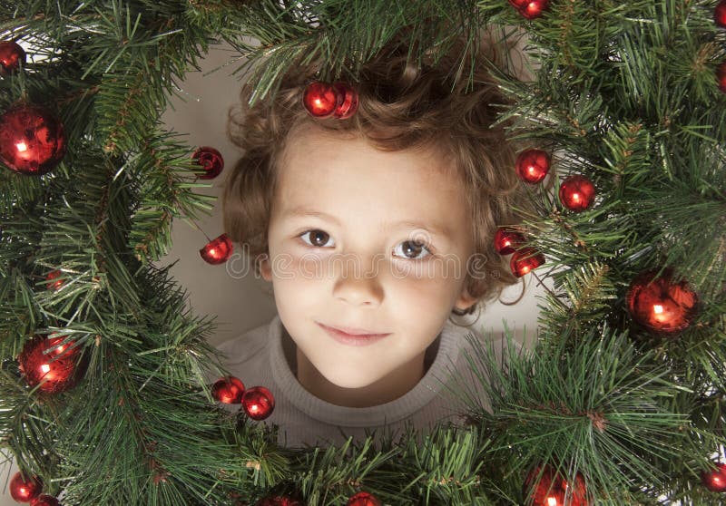 Cute Boy with Christmas Decorations Stock Photo - Image of smile ...