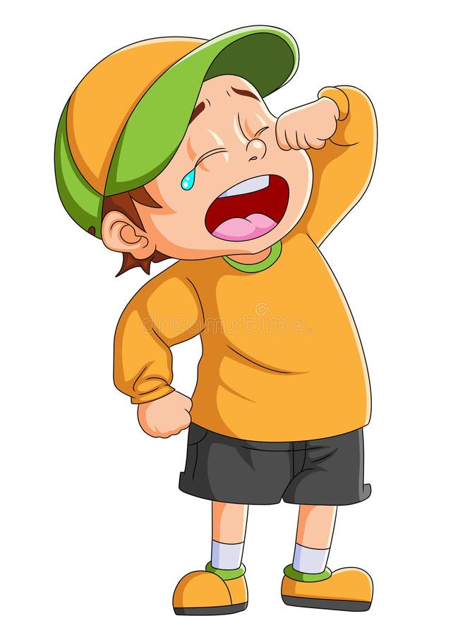 The Cute Boy is Crying so Loud and Wearing Cap Stock Vector ...