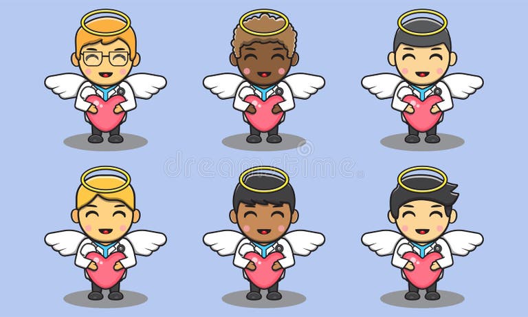 Cute Little Male Doctor Angel with Love. Stock Vector - Illustration of ...