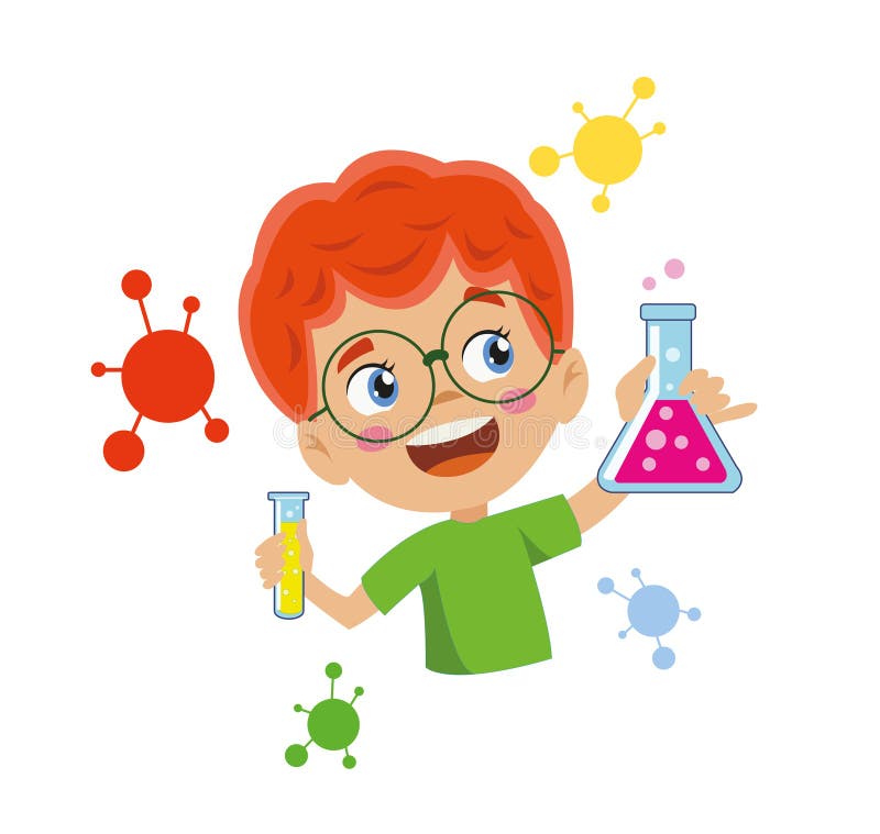 Cute Boy Doing Experiment Examining Cells in Science Lesson Stock ...