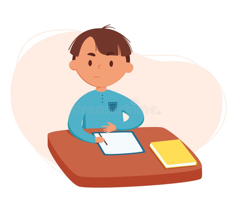 Cute Boy Doing Homework Vector Illustration. daily Routine. Schedule ...