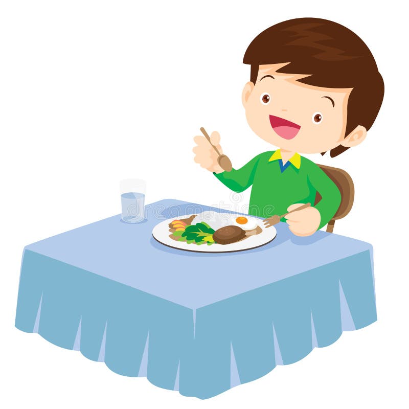 Boy Eating Rice Clipart