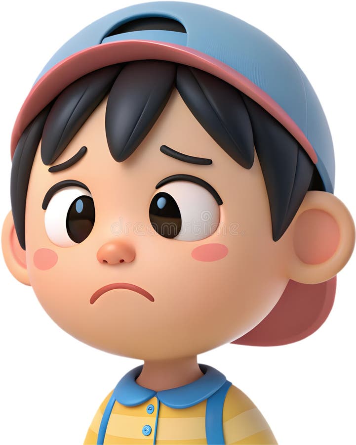 Cute Boy Emoji with Exaggerated Emotional Expression Icon. Stock Image ...