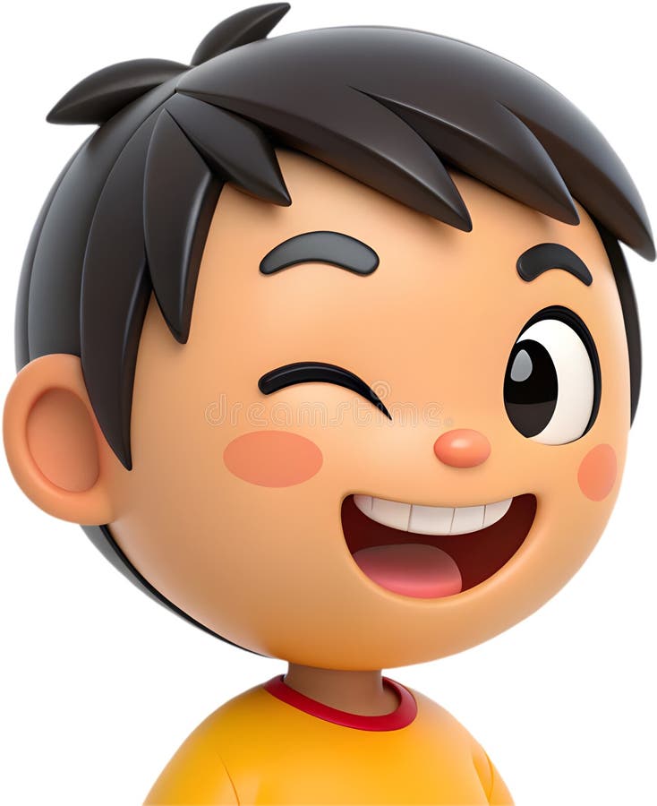 Cute Boy Emoji with Exaggerated Emotional Expression Icon. Stock Photo ...