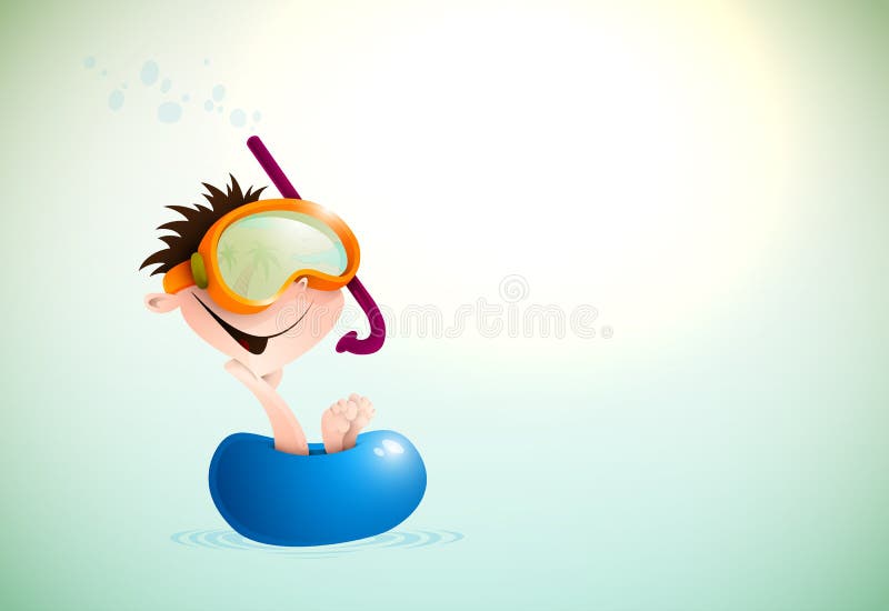 Cute Boy Enjoying Summer at the Beach Stock Vector - Illustration of ...