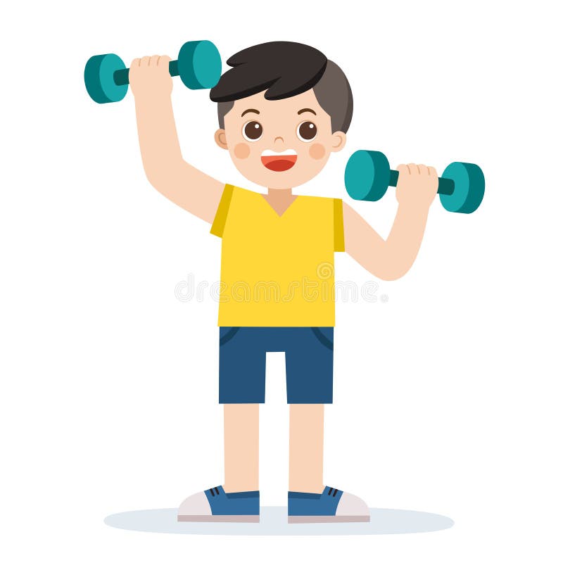 Strong Kid Exercising Dumbbells Stock Illustrations – 30 Strong Kid ...