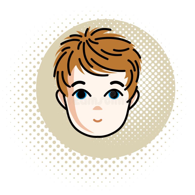 Cute Boy Face, Human Head. Vector Redhead Character, Positive To Stock ...