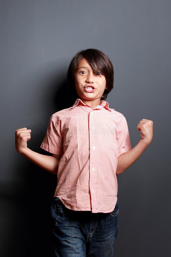 Cute Boy Feel Fit and Strong Stock Photo - Image of child, camera: 51375704