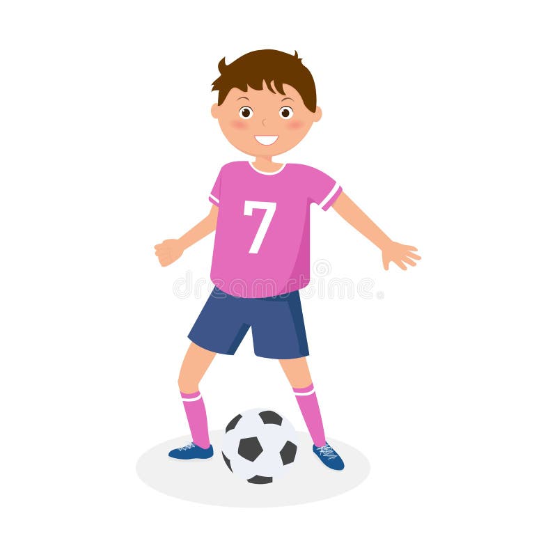 Cute Boy is a Football Player. Vector Flat Illustration. Stock Vector ...