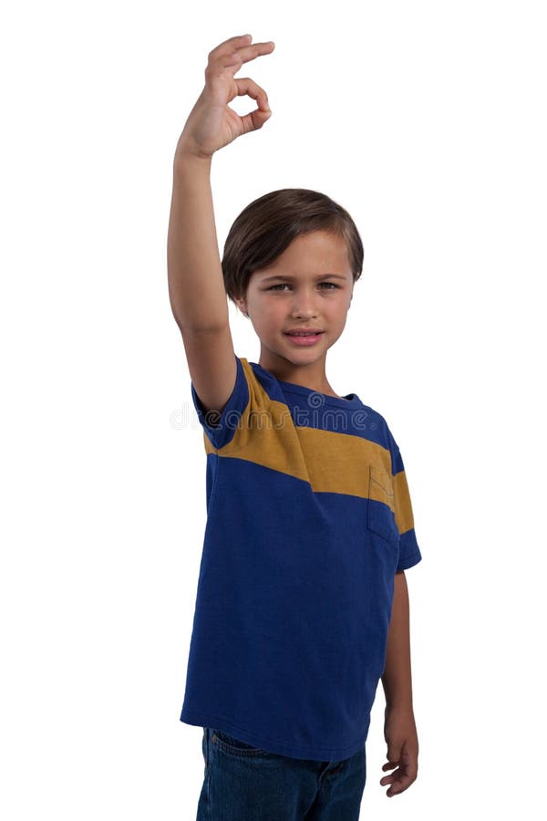 Cute Boy Gesturing Okay Hand Sign Stock Image - Image of casual ...
