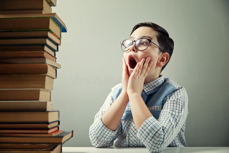 Kid reading books stock image. Image of childhood, homework - 171326783