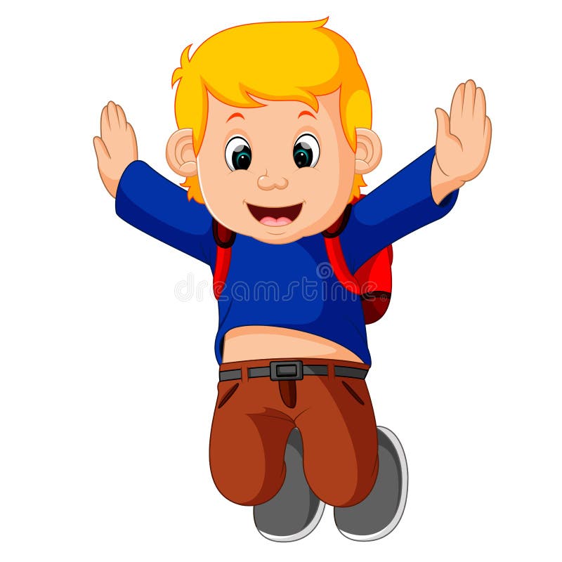 Cute boy go to school stock vector. Illustration of character - 92429440