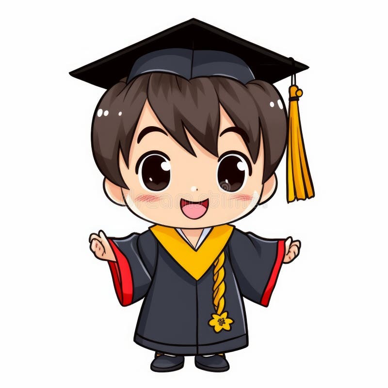 A Cute Boy Graduation Look on White Background Generative AI Stock ...