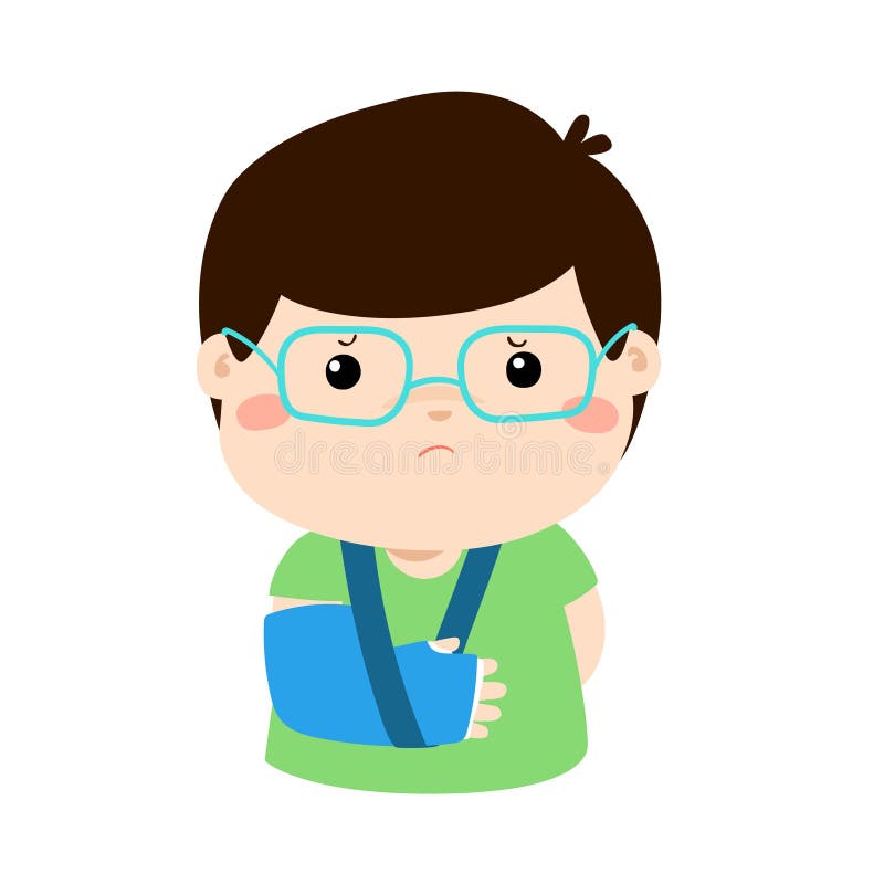 Cute Boy Hand Bone Broken from Accident with Arm Splint . Stock Vector ...