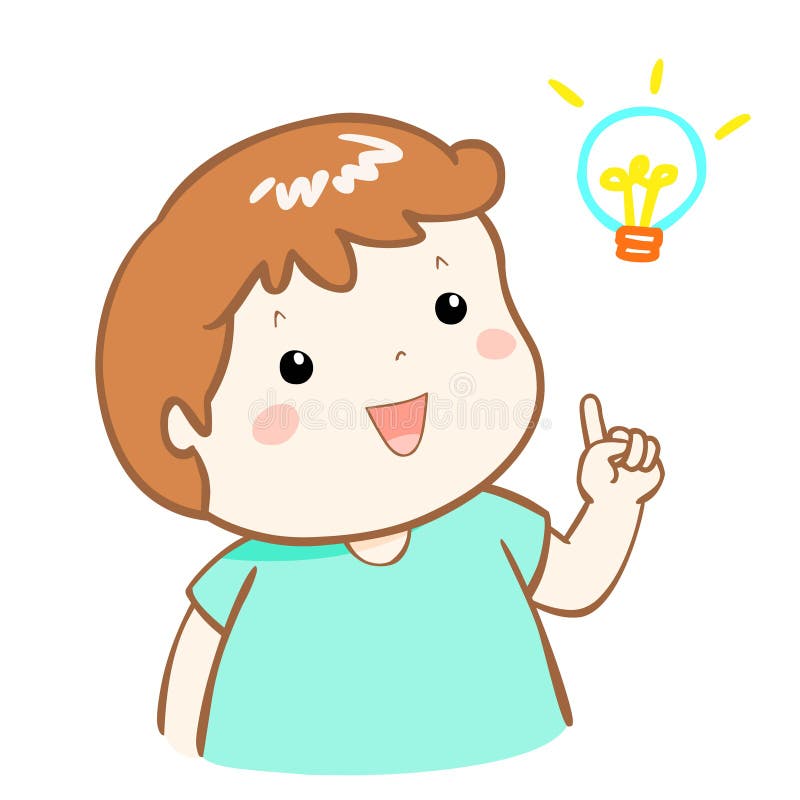 Cute Boy Have an Idea Cartoon Stock Vector - Illustration of colorful ...