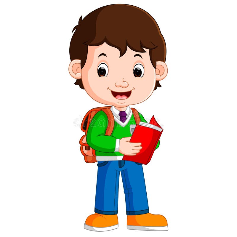 Cute Boy on His Way To School Stock Vector - Illustration of showing ...
