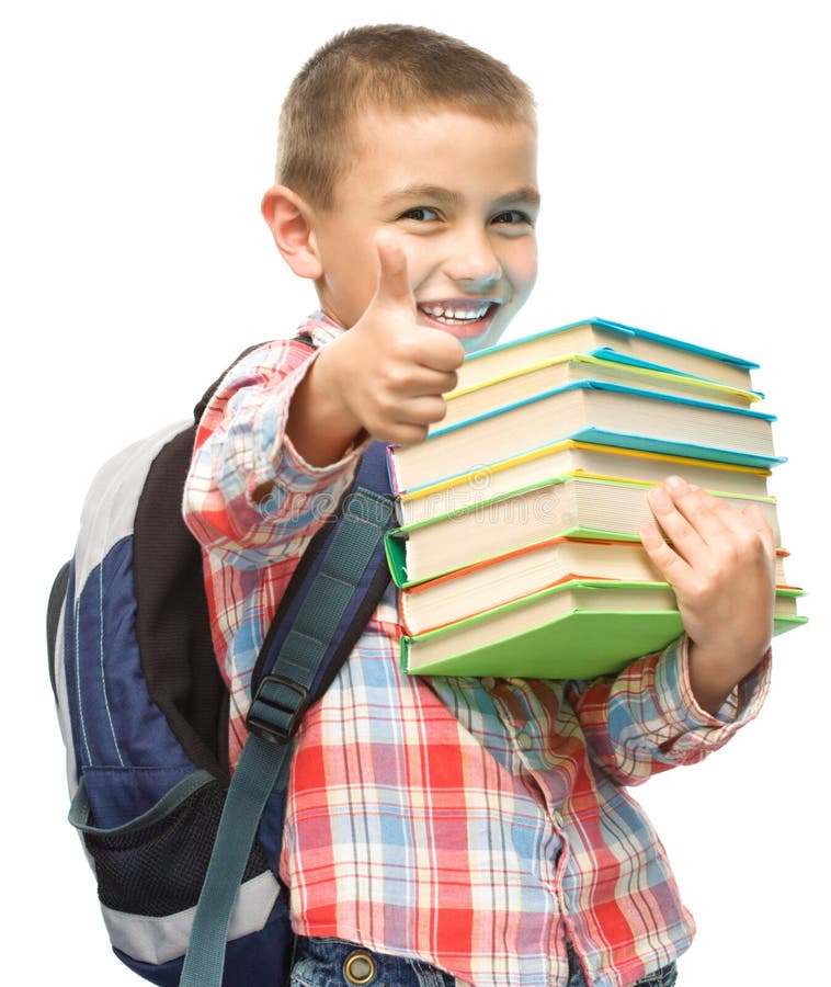 Cute boy is holding book stock image. Image of cute, educational - 40542955