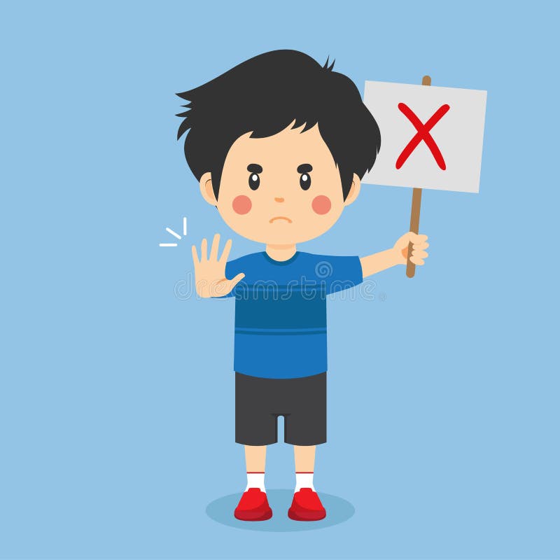 Boy with Wrong Sign and Girl with Right Sign Stock Vector ...