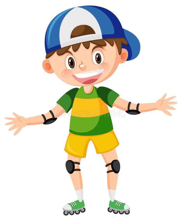 Cute boy on inline skates stock vector. Illustration of character ...