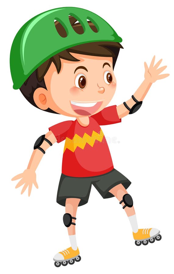 Cute boy on inline skates stock vector. Illustration of drawing - 248163697